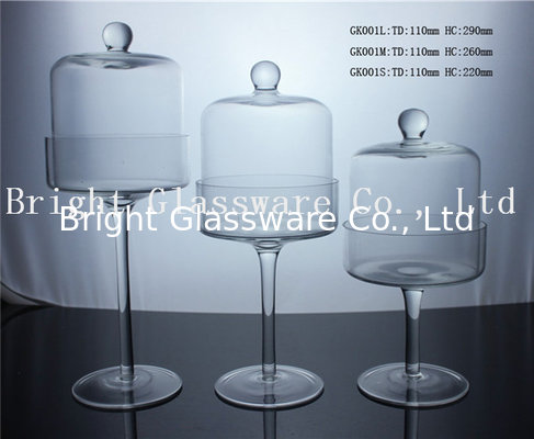 handmade blown glass dome glass cake cover with stand