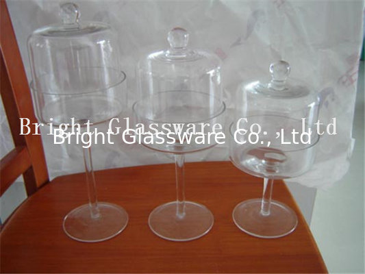 handmade blown glass dome glass cake cover with stand