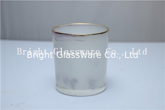 Sprayed color glass candle holder with painting logo