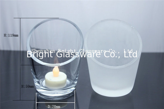 clear frosted glass candle cup, candle holder wholesale