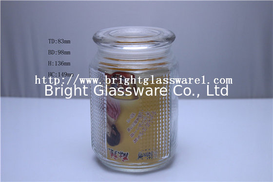 glass sugar jar, glass bottle, glass candy jar with lid