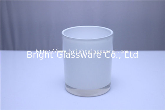 white glass candle holder, color glass cup