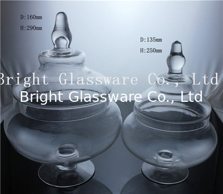 handmade blown glass storage jar with lid, sugar jar