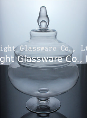 handmade blown glass storage jar with lid, sugar jar