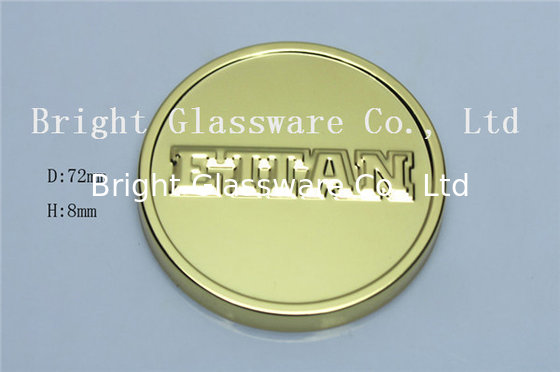 electroplating gold metal lids with emboss logo for candle holder