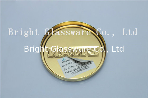 electroplating gold metal lids with emboss logo for candle holder