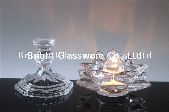 Crystal lotus flower candle holder with glass stand