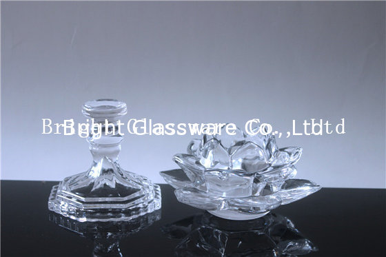 Crystal lotus flower candle holder with glass stand