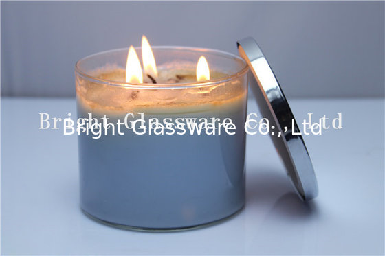 Solid Black Glass Candle Holder , Candle Jar With Lid Cover