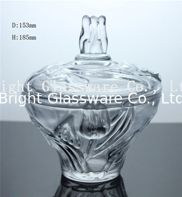 luxury design glass fruit plate, glass candy container with lid