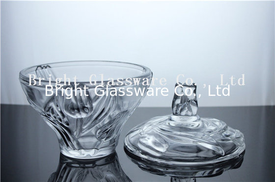 luxury design glass fruit plate, glass candy container with lid