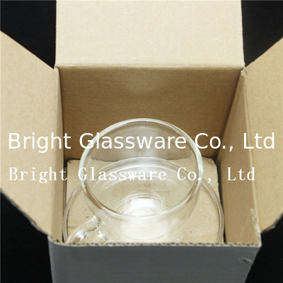 clear double wall thermo glasses, double wall coffee glass, tea set glass with saucer