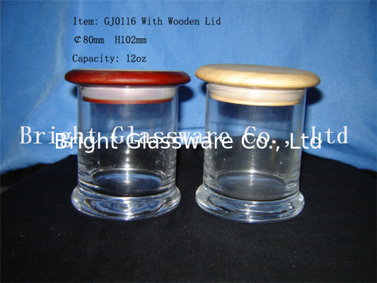 different size glass candle jars with wooden lid wholesale