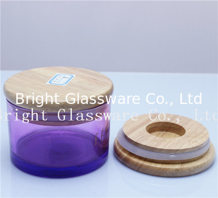 BGC022 glass candle holder with wooden lid for Home decor