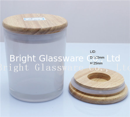 nice white glass candle holder with wooden lid