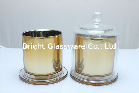 Golden candle holder and Glass dome, candle jar with glass cover sale