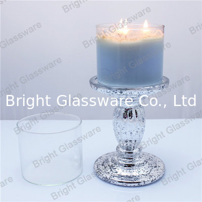 wedding decoration special design glass candle holder with glass stand