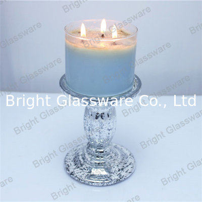wedding decoration special design glass candle holder with glass stand