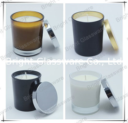 black candle container, candle cup with gold lid in home decor