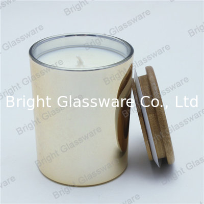 gold glass candle holder with wooden lid, tealight candle holder for wedding decoration