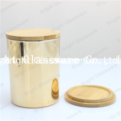 White Candle Jar with Bamboo Lid, Wooden Bamboo Lid Jar for weddings