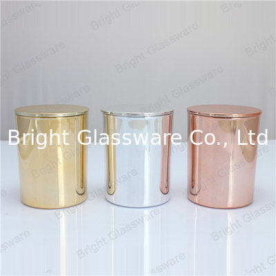 Hot sale 9oz copper candle jar with lid, electroplate candle container with plastic lid