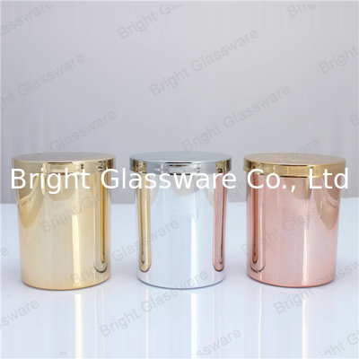 Hot sale 9oz copper candle jar with lid, electroplate candle container with plastic lid