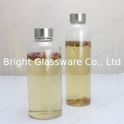 Hot sale 100ml-1000ml High borosilicate glass water bottle with lid