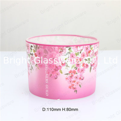 Fashion wedding decorative glass candle container with decal logo