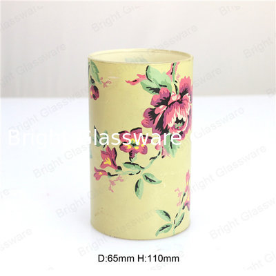 Fashion wedding decorative glass candle container with decal logo