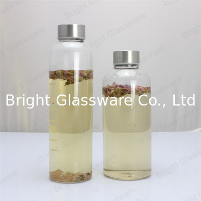 500ml 550ml 650ml 750ml High borosilicate glass water bottle with lid