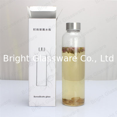 500ml 550ml 650ml 750ml High borosilicate glass water bottle with lid