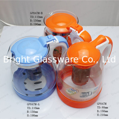 Eco-friendly food grade heat resistant glass teapot with filter, glass water bottle with handle