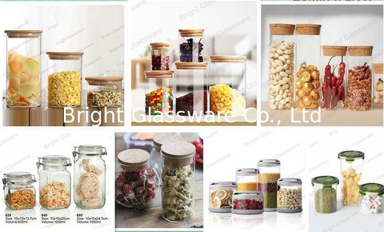 High quality round cylinder glass candy jar crystal glass jar with wood lid