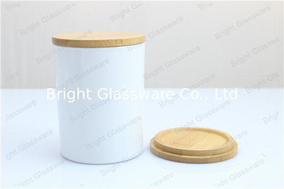 Glass Gold Candle Jar with Bamboo Lid, Bamboo Lid Jar for decor