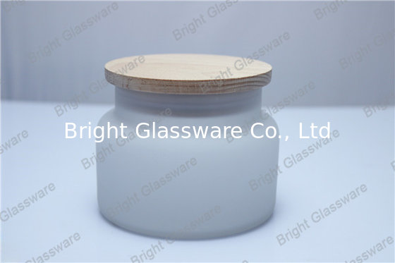 frosted glass jar with wooden lid for wholesale