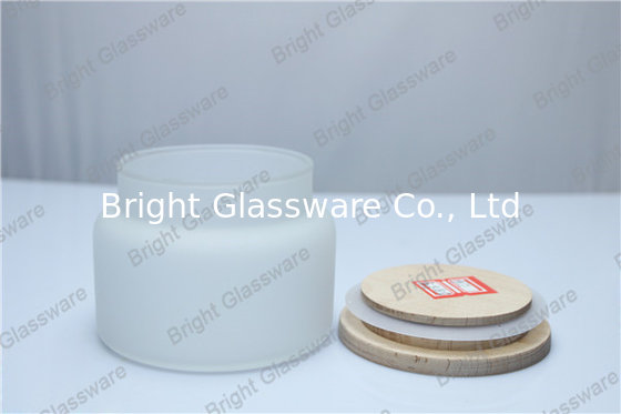 frosted glass jar with wooden lid for wholesale