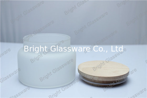 frosted glass jar with wooden lid for wholesale