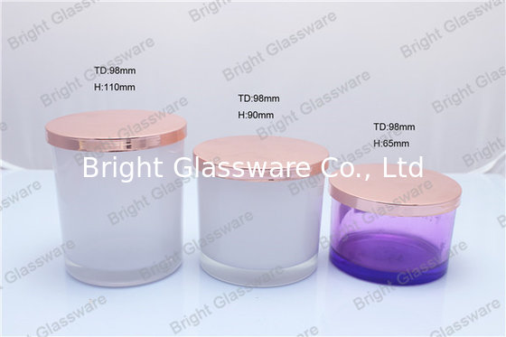 wedding decorative glass candle holder with rose gold lid