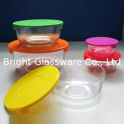 high quality clear glass bowl with plastic lid, salad bowl, fresh bowl for sale