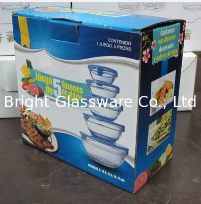 high quality clear glass bowl with plastic lid, salad bowl, fresh bowl for sale