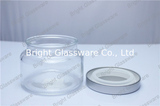 hot sale design clear glass candle jar with wooden lid for sale