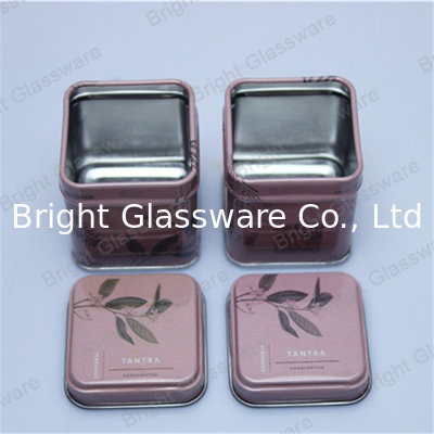 custom small delicate square tinplate jars with lid and logo design