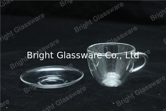 mini double wall thermo glasses with handle, double wall mini wine glasses