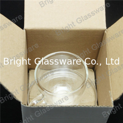 mini double wall thermo glasses with handle, double wall mini wine glasses