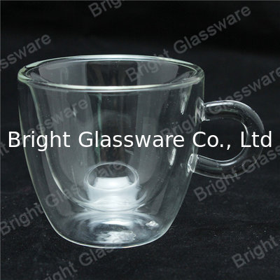 mini double wall thermo glasses with handle, double wall mini wine glasses