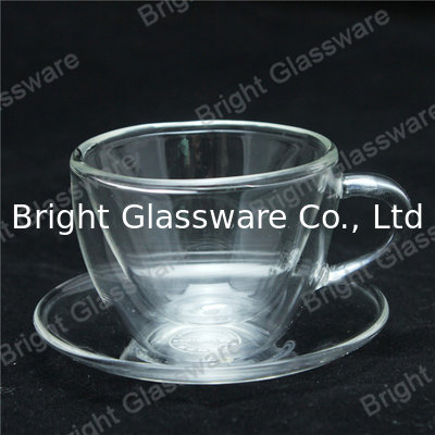 mini double wall thermo glasses with handle, double wall mini wine glasses
