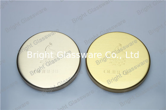 electroplating gold metal lids with customized brand  logo for candle holder