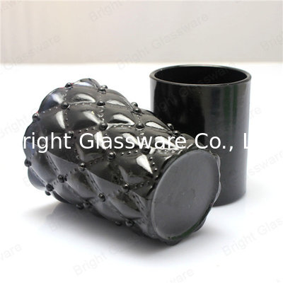 Solid Black Glass Cup, Natural Black Glass Candlestick Holders