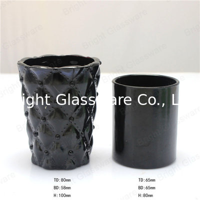 Solid Black Glass Cup, Natural Black Glass Candlestick Holders